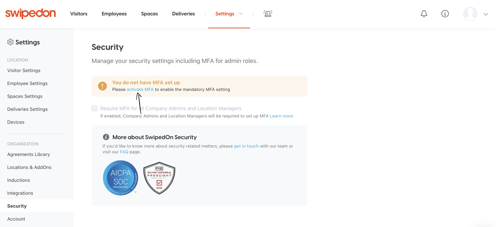 How to require Multi-Factor Authentication on the Web Dashboard